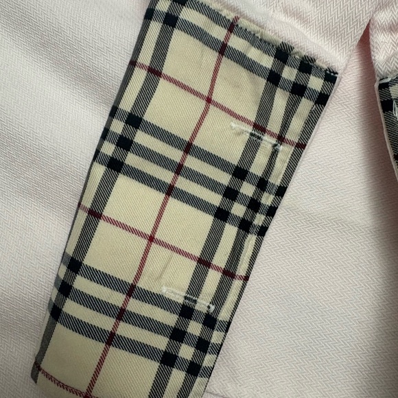 Burberry | Tops | Burberry Light Pink Shirt With Plaid Collar | Poshmark